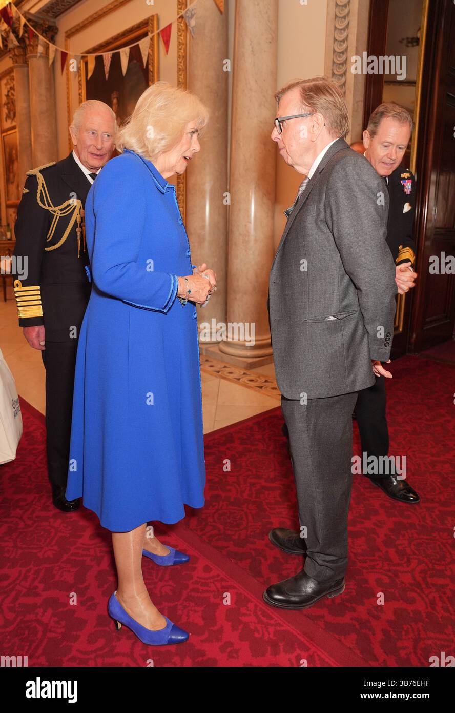 Queen Camilla meets Timothy Spall as they join Second World War ...