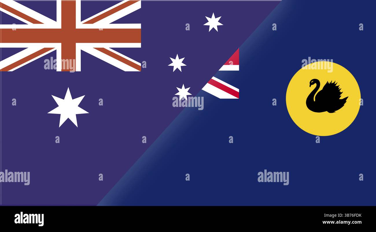 Flag of Australia and the Australian state of Western Australia. Two ...