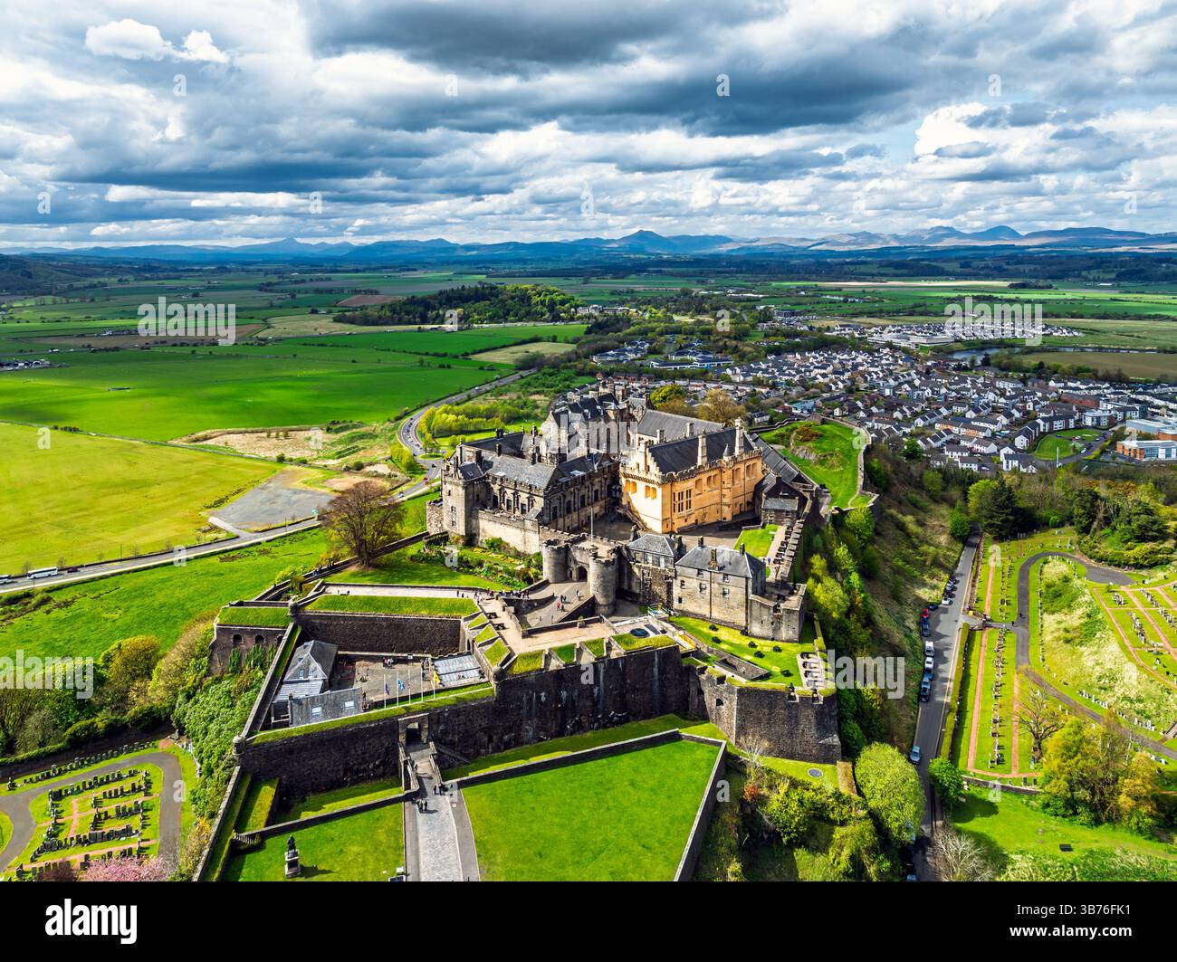 Stirling Castle from a drone, Stirling, Scotland, England Stock Photo ...