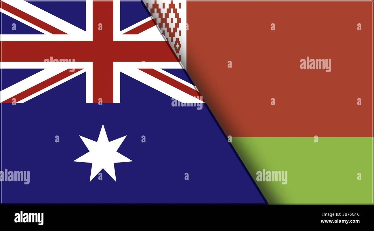 Double Flag of Australia and Belarus. Australian and Belorussian ...