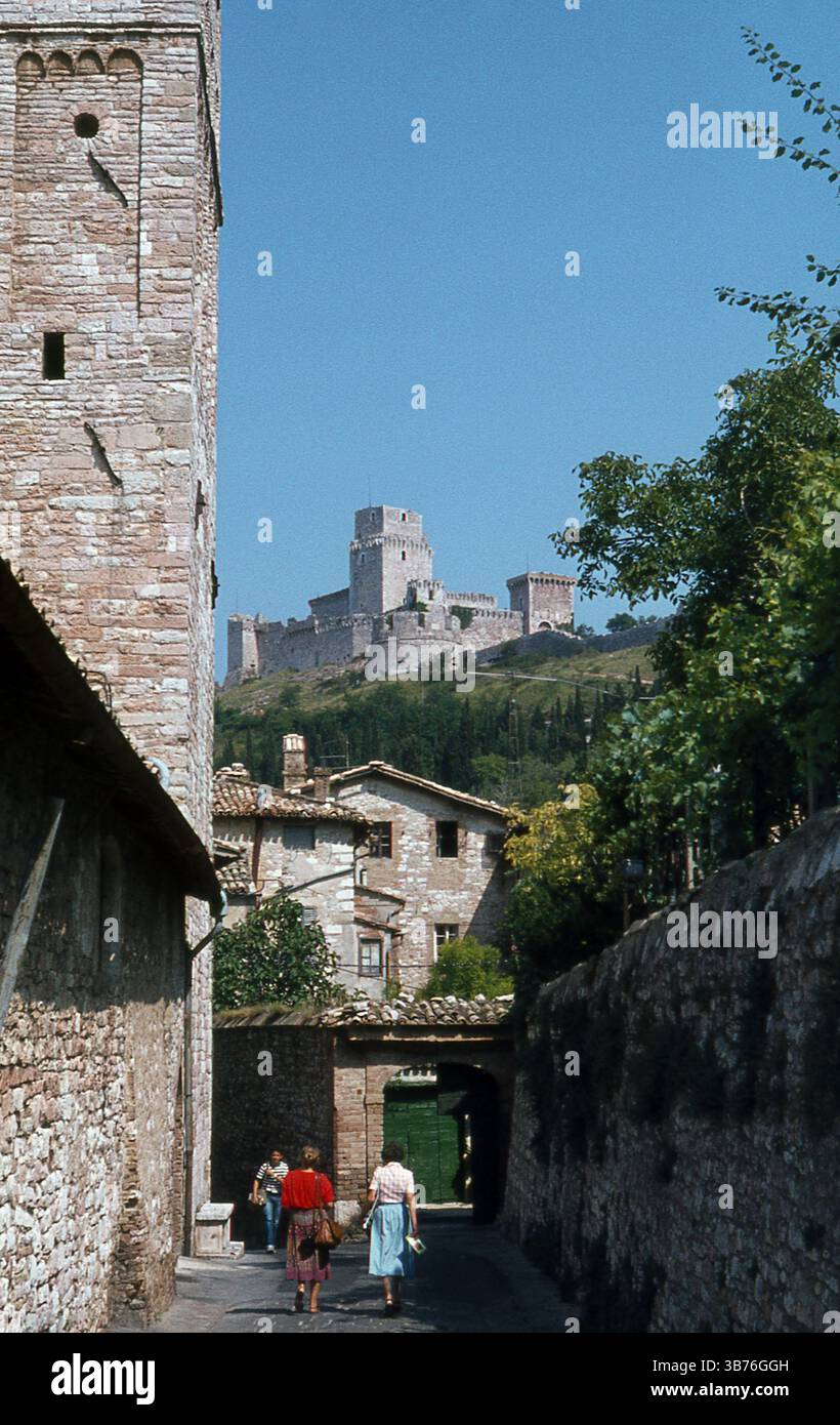 Rocca Maggiore, a medieval castle in Assisi, Italy, pictured in 1977 ...