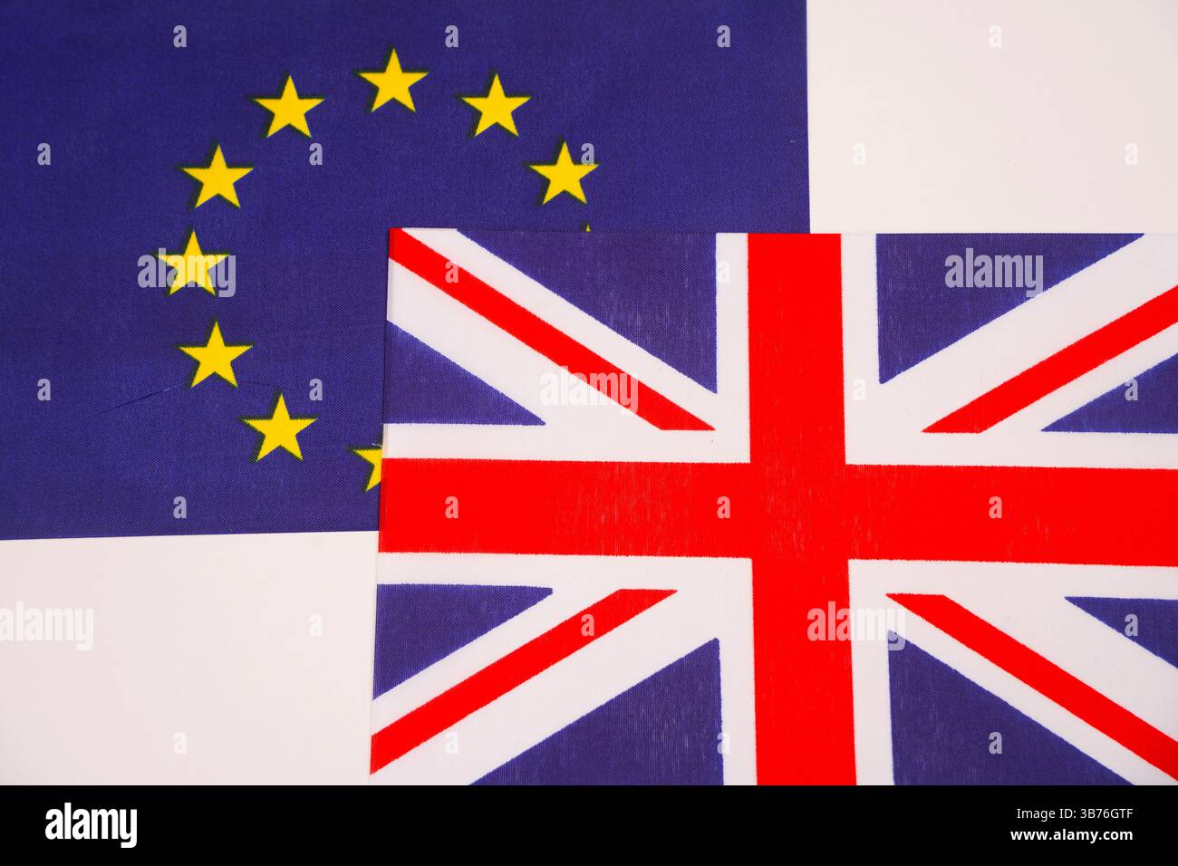 The flag of Great Britain on the background of the flag of the European ...