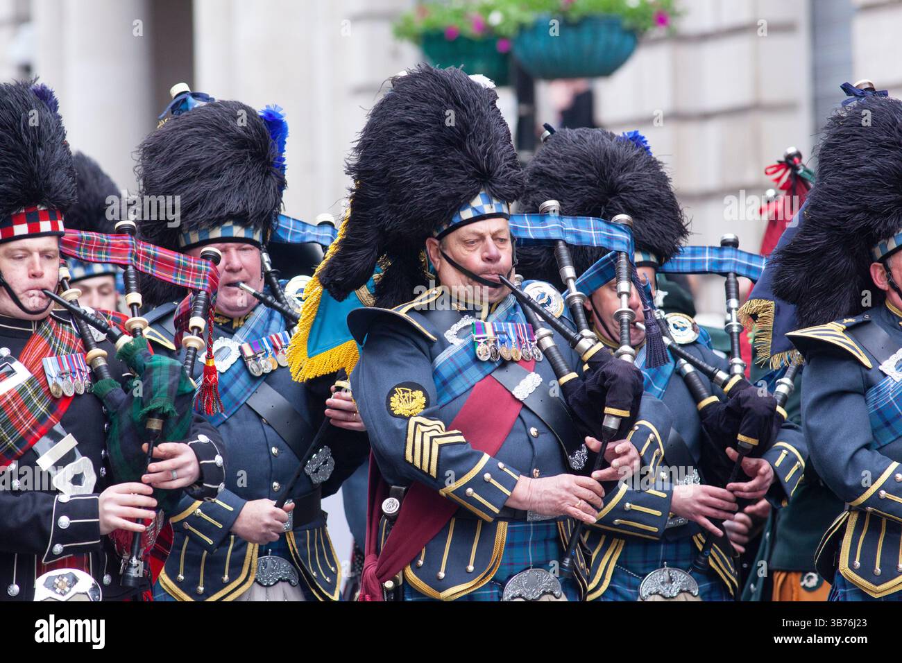 London, UK, 5 May 2025: Crowds gathered on Whitehall to watch the VE ...