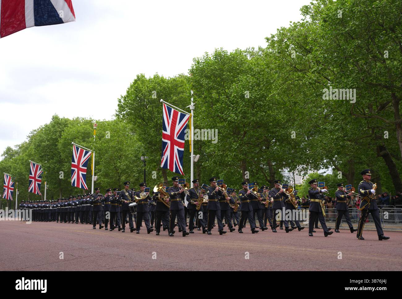 The Central Band of the Royal Air Force parade on The Mall during a ...