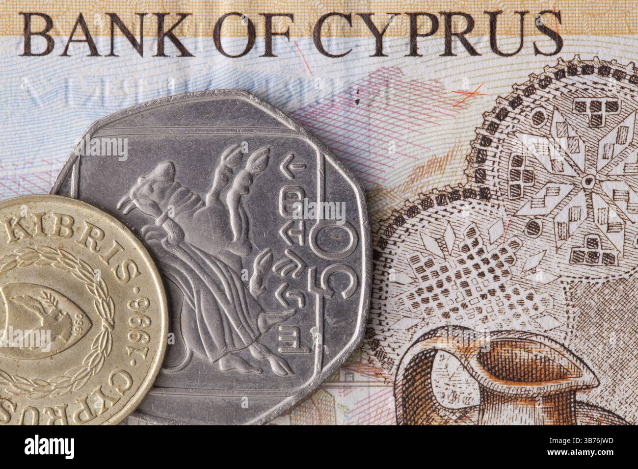 Different banknote and coins of Pound of Cyprus Stock Photo - Alamy