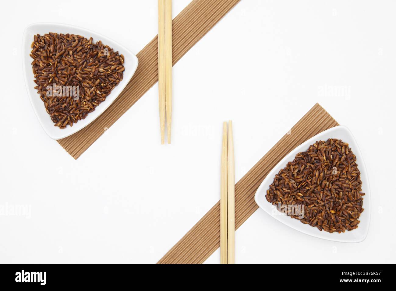 Top View Of White Sushi Plate With Rise And Chopsticks. Symmetry Food ...