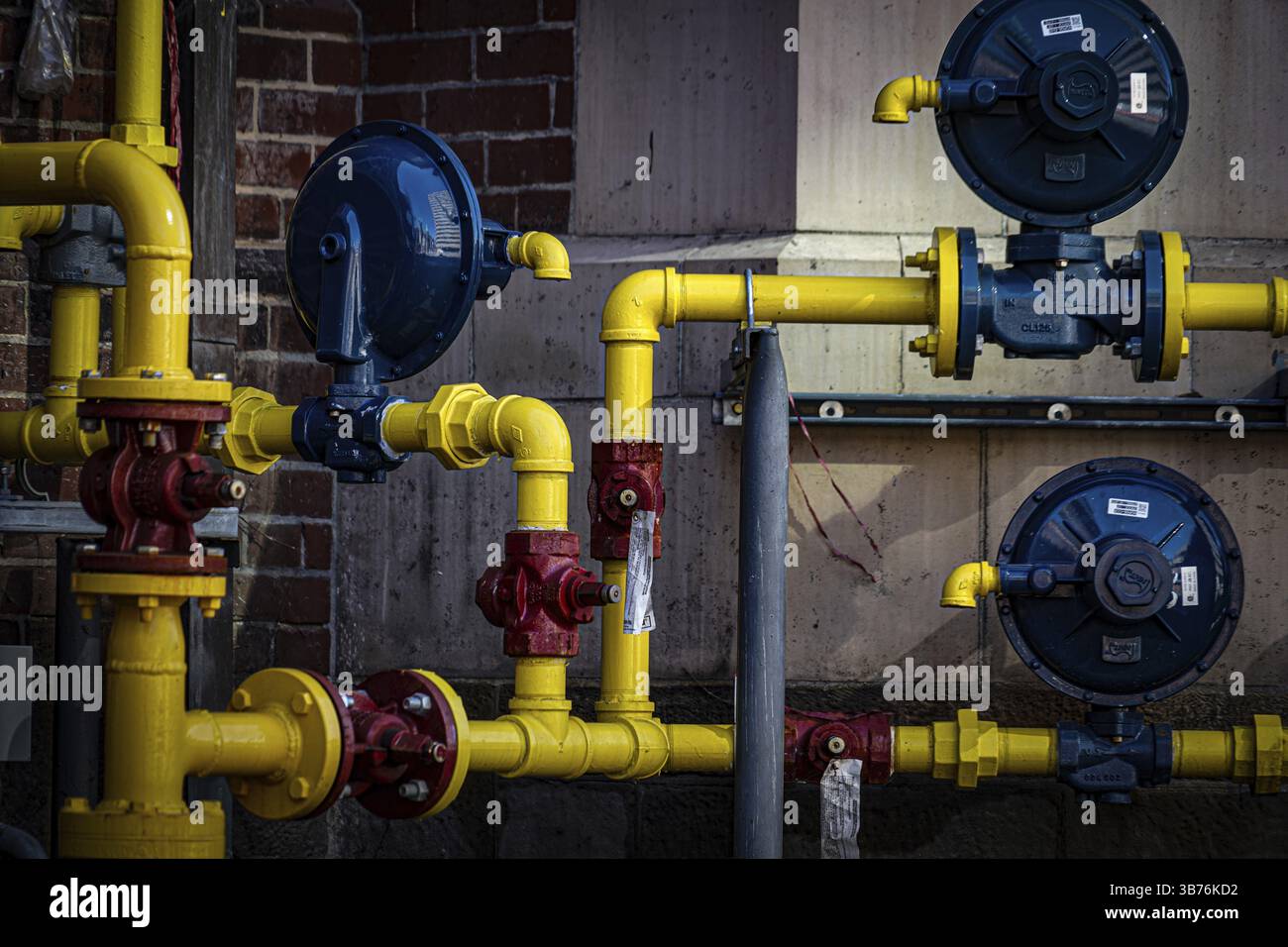 Gas meter and piping. Shooting Location: Toronto Stock Photo - Alamy