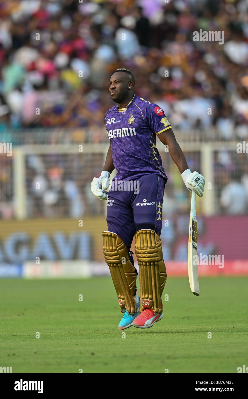 Kolkata, India. 04th May, 2025. Andre Russell of Kolkata Knight Riders ...
