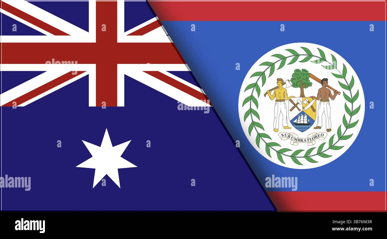 Double Flag of Australia and Belize. Australian and Belizean National ...