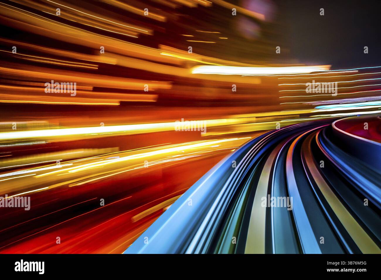 Long exposure from the Yurikamome Tokyo waterfront new traffic coastal ...