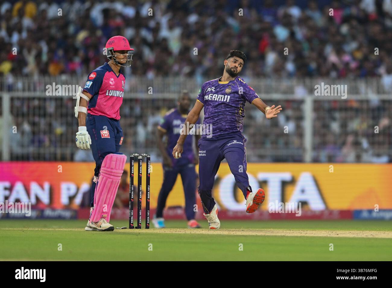 Kolkata, India. 04th May, 2025. Harshit Rana of Kolkata Knight Riders ...