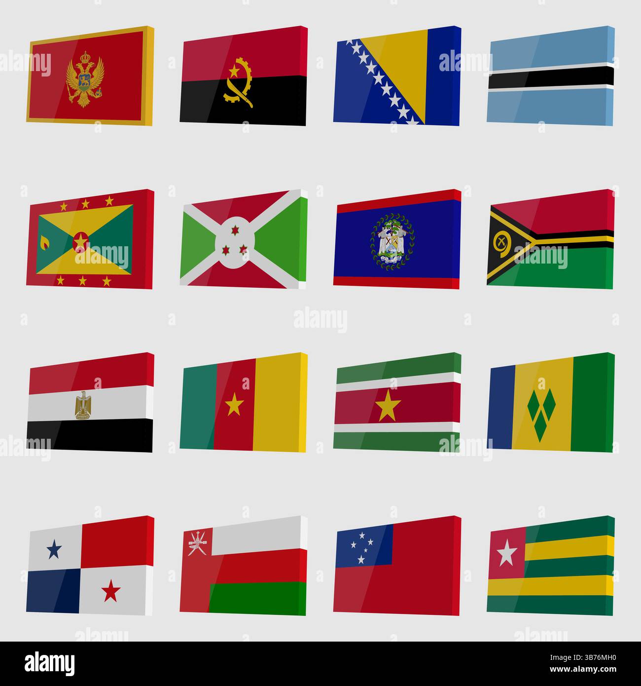 Large set of vector 3D flags with highlights in isometric style Stock ...