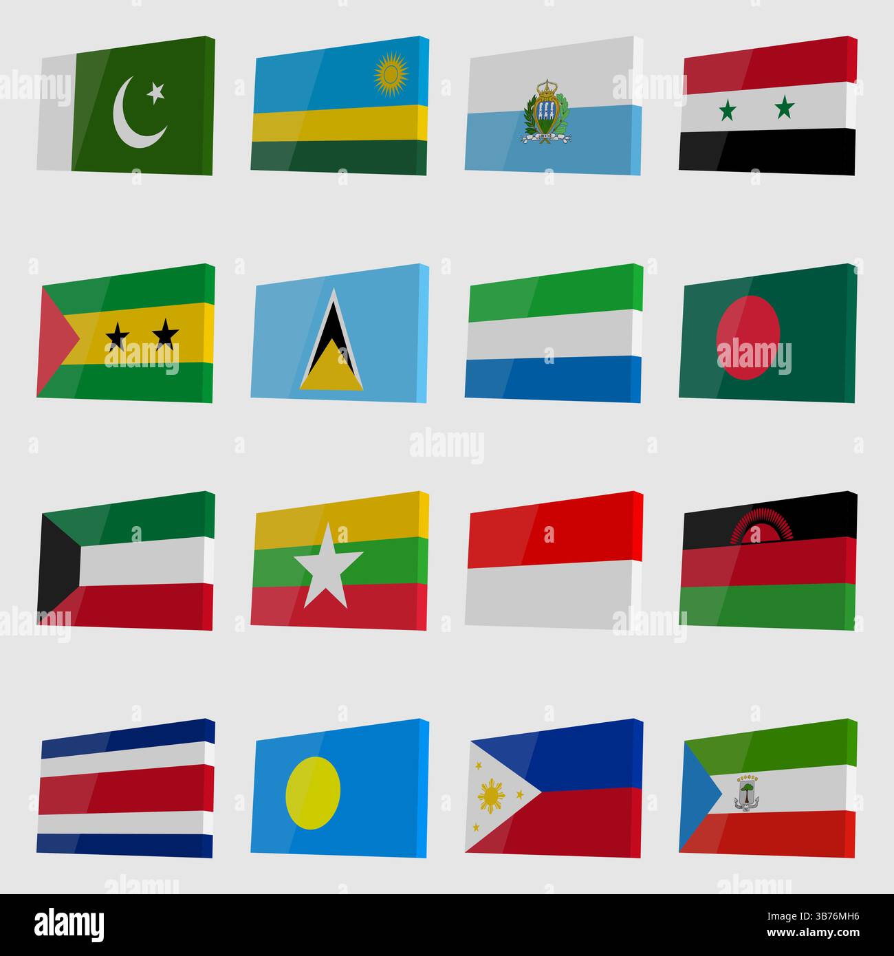 3D country flags vector with highlights in isometric style Stock Vector ...