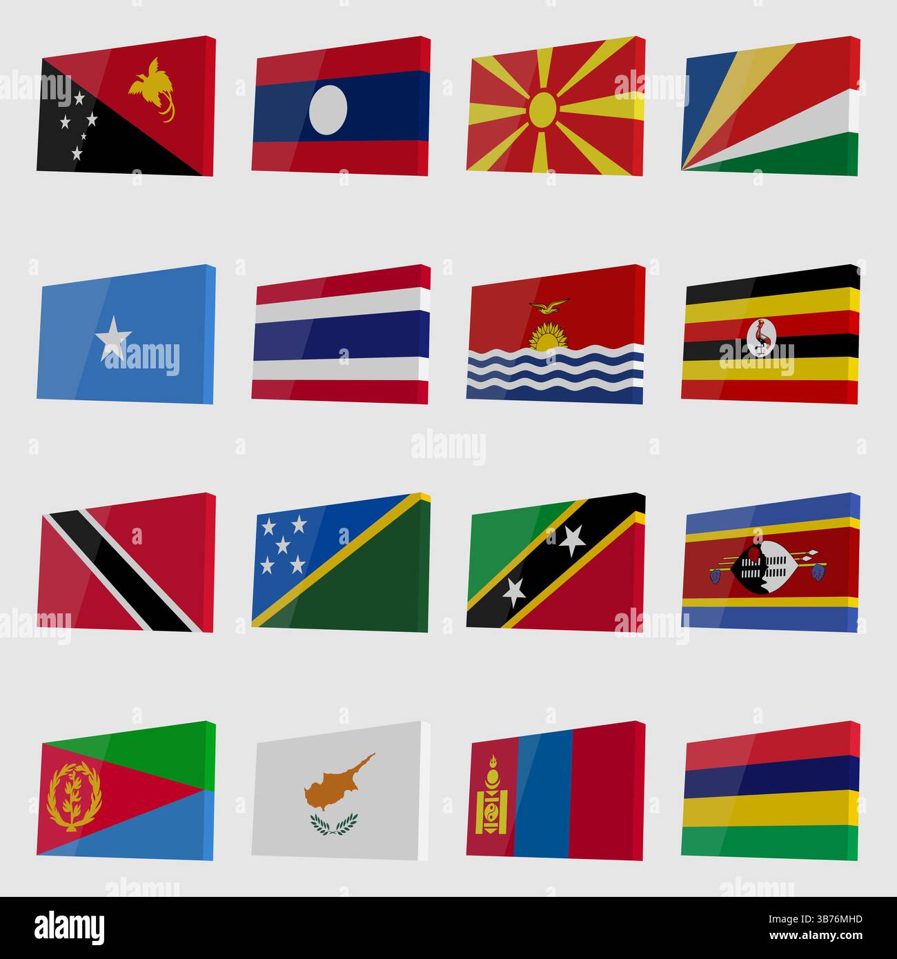3D national flags vector with highlights in isometric style Stock ...