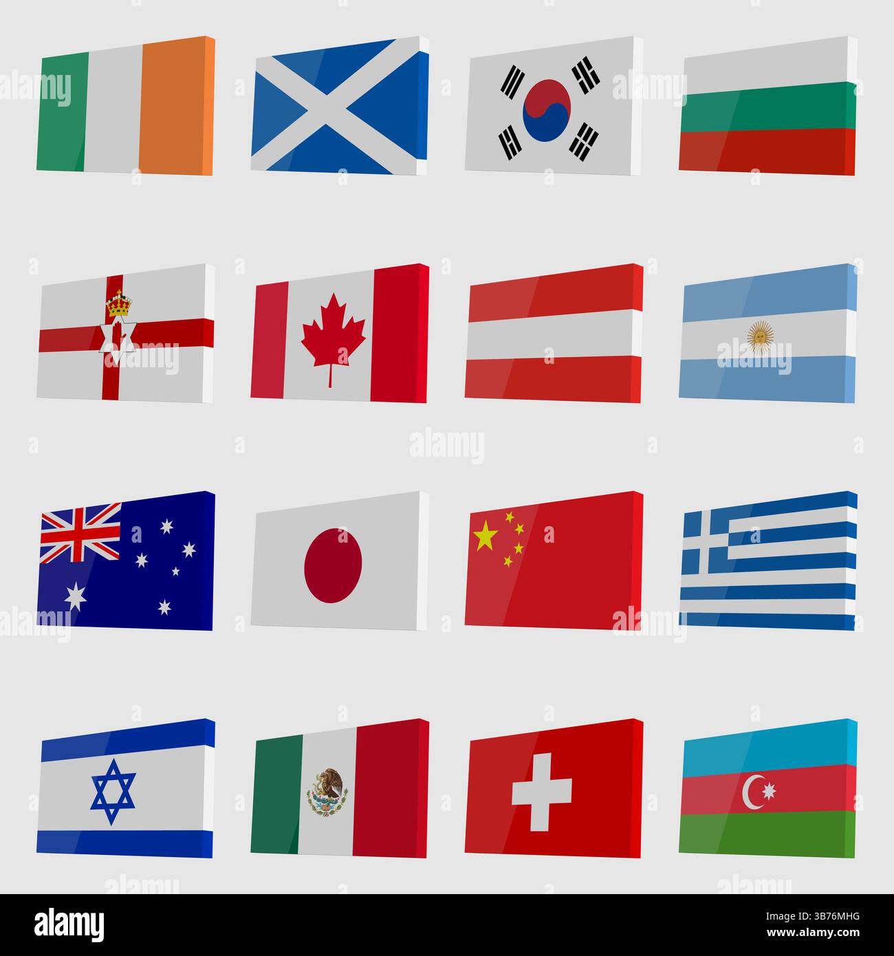 Set of vector isometric national flags with glare Stock Vector Image & Art - Alamy