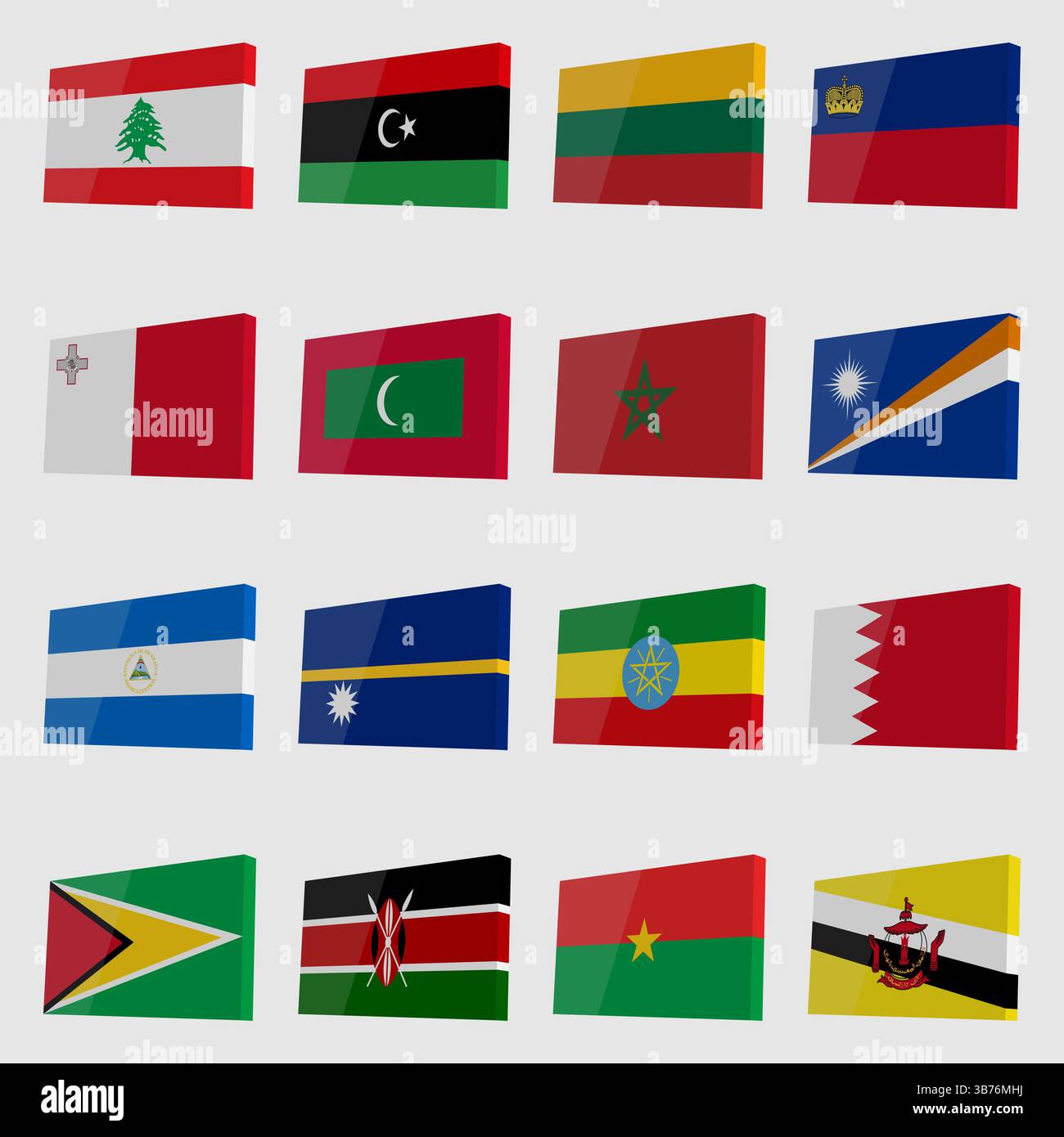 Large set of isometric vector country flags with highlights Stock ...