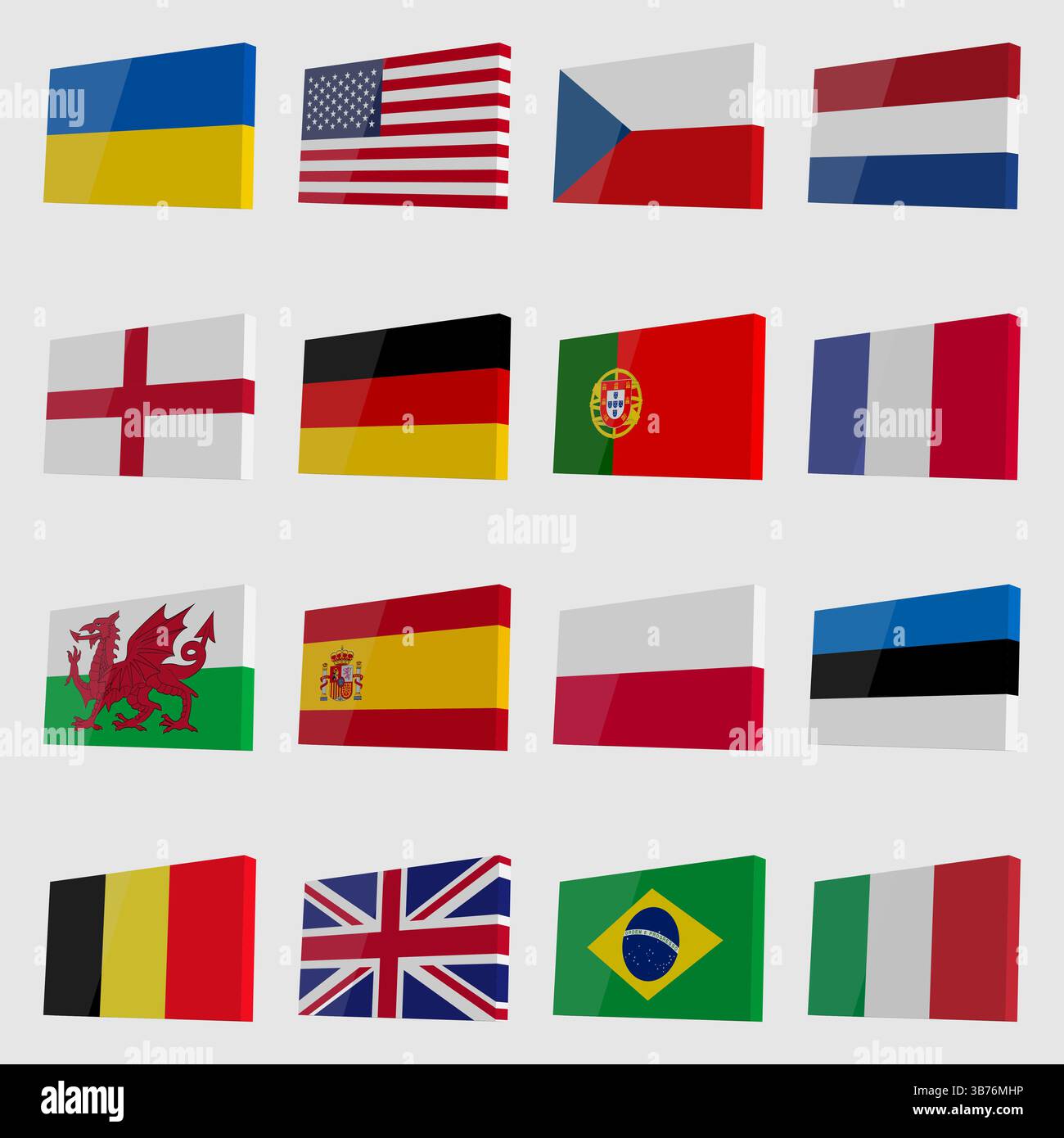 Set of vector 3D flags with highlights in isometric style Stock Vector ...