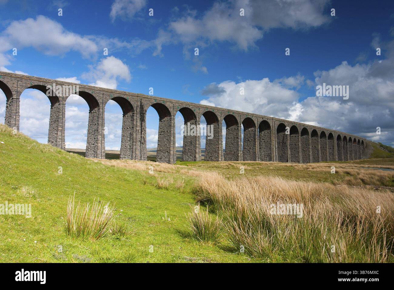 Famous Ribblehead Viaduct in Yorkshire Dales, England.It is 440 yards ...
