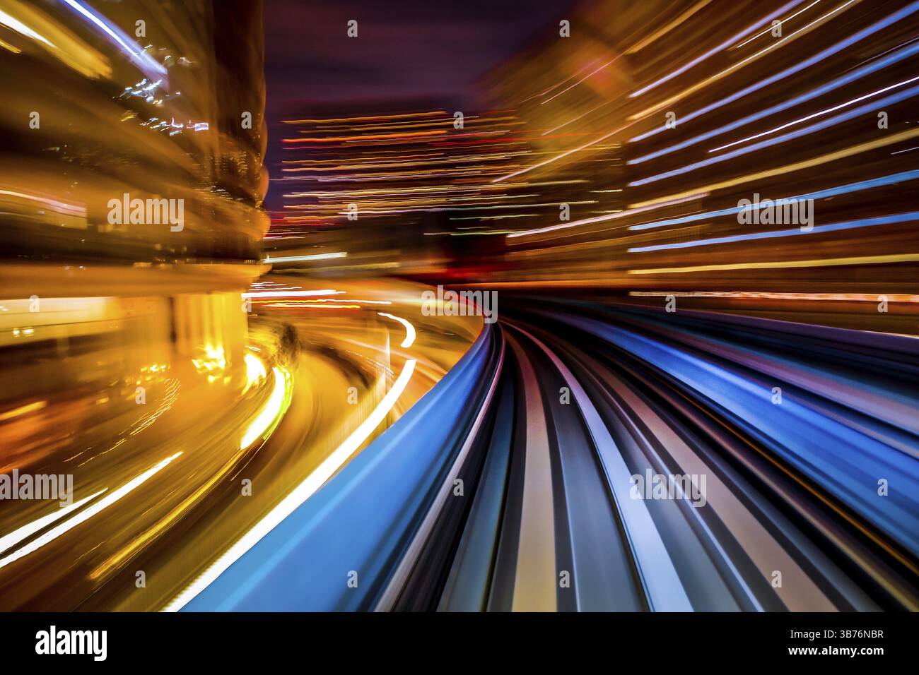 Long exposure from the Yurikamome Tokyo waterfront new traffic coastal ...