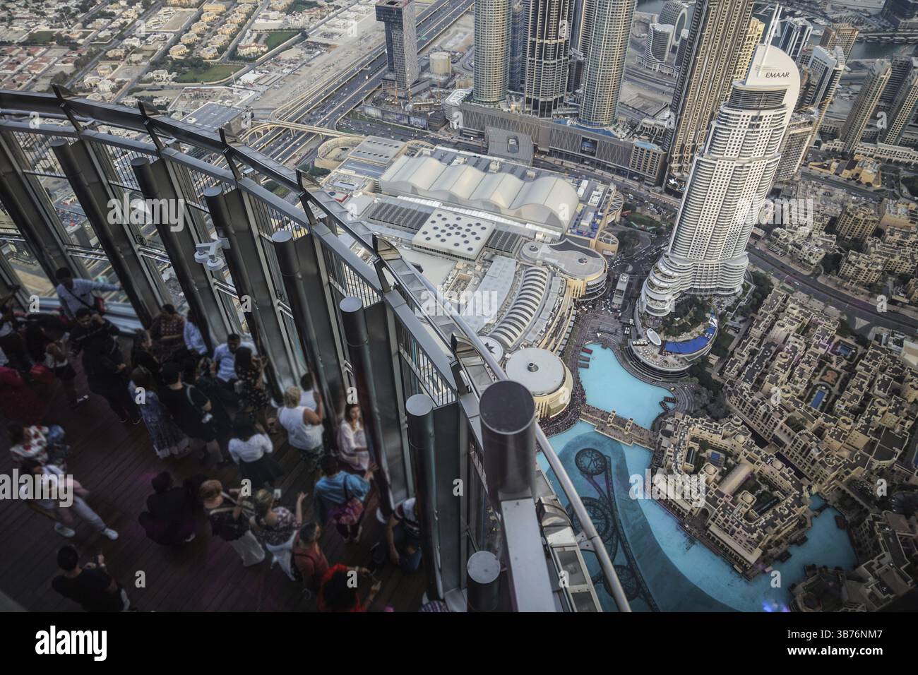 Dubai skyline as seen from Burj Khalifa Observation Deck. Shooting ...