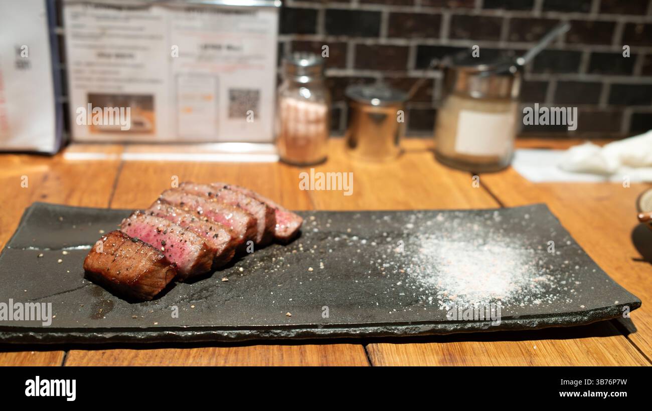 deep grilled the Japanese Wagyu in kitchen at Japan Stock Photo - Alamy