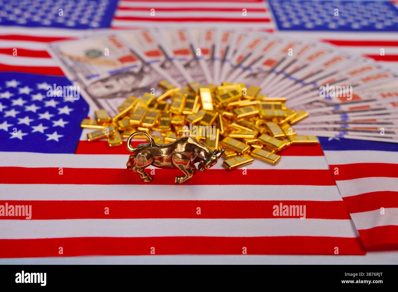 The bull is a symbol of the trading exchange on the background of ...