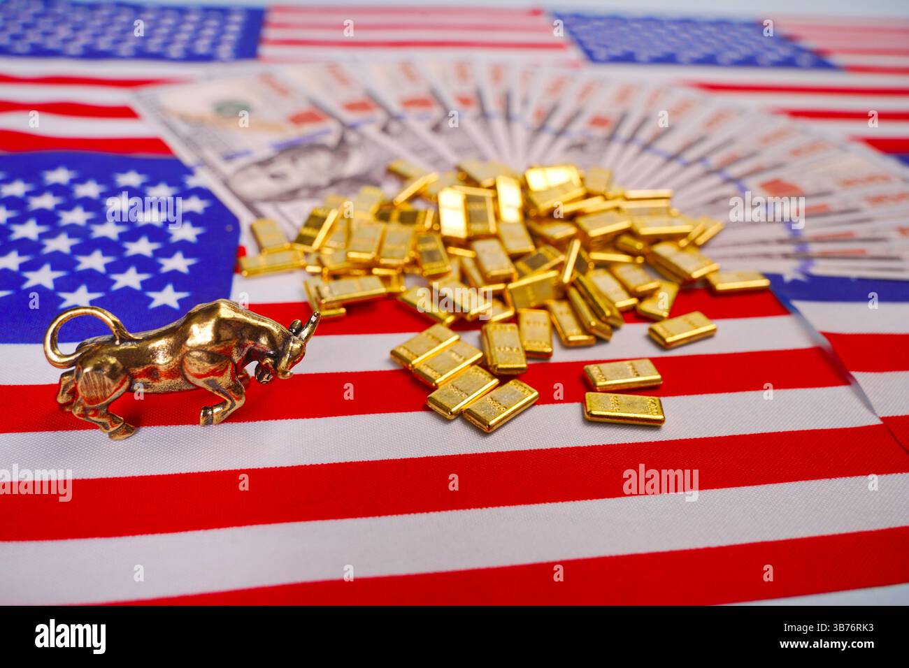 The bull is a symbol of the trading exchange on the background of ...