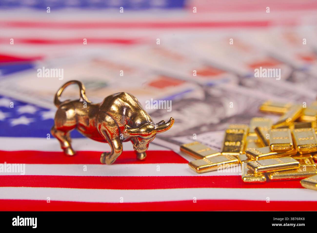 The bull is a symbol of the trading exchange on the background of ...