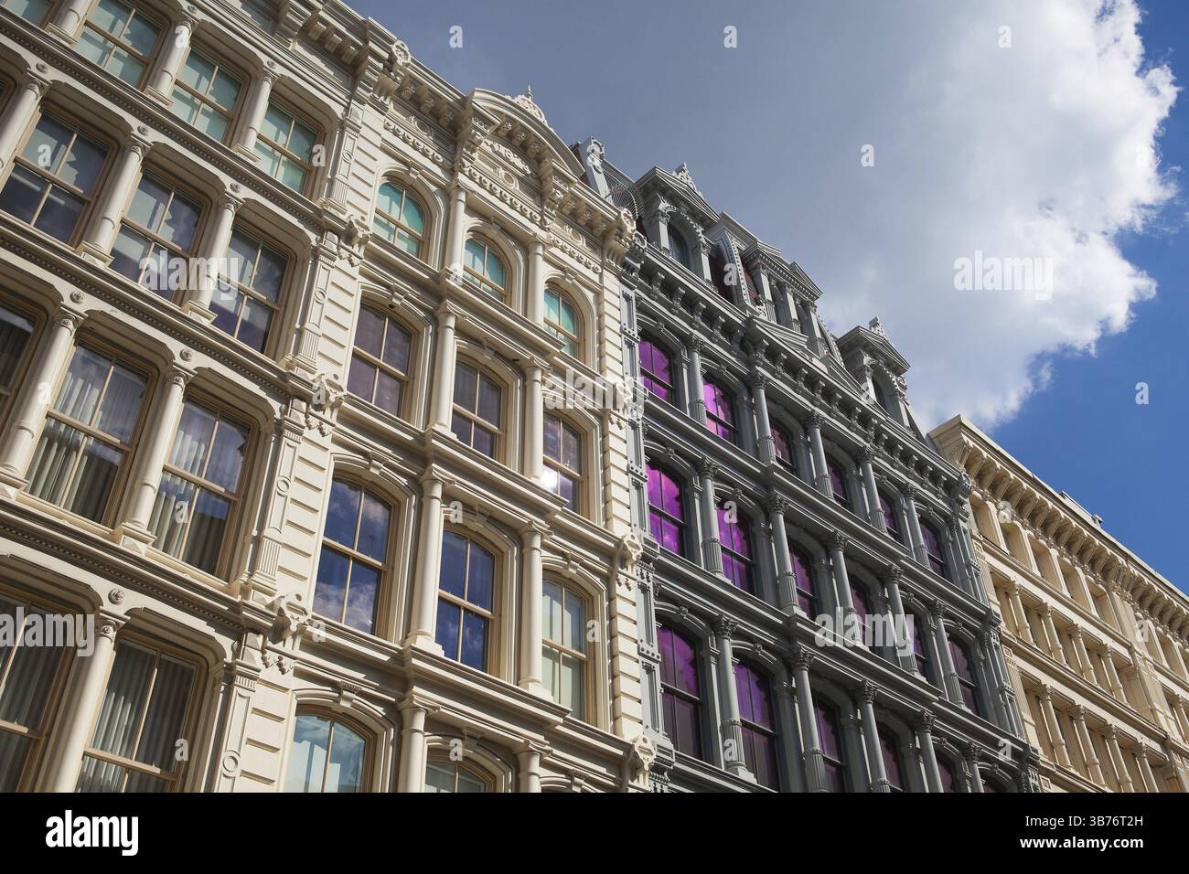 Detail of renovated historic buildings, New York, USA, North America ...
