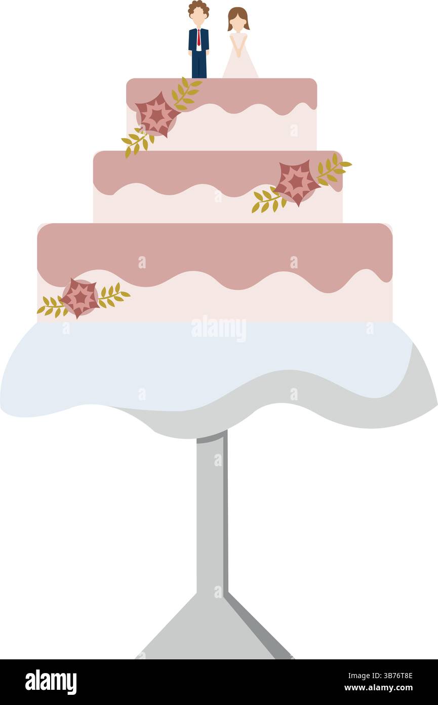 Three layer wedding cake. Vector illustration Stock Vector Image & Art ...