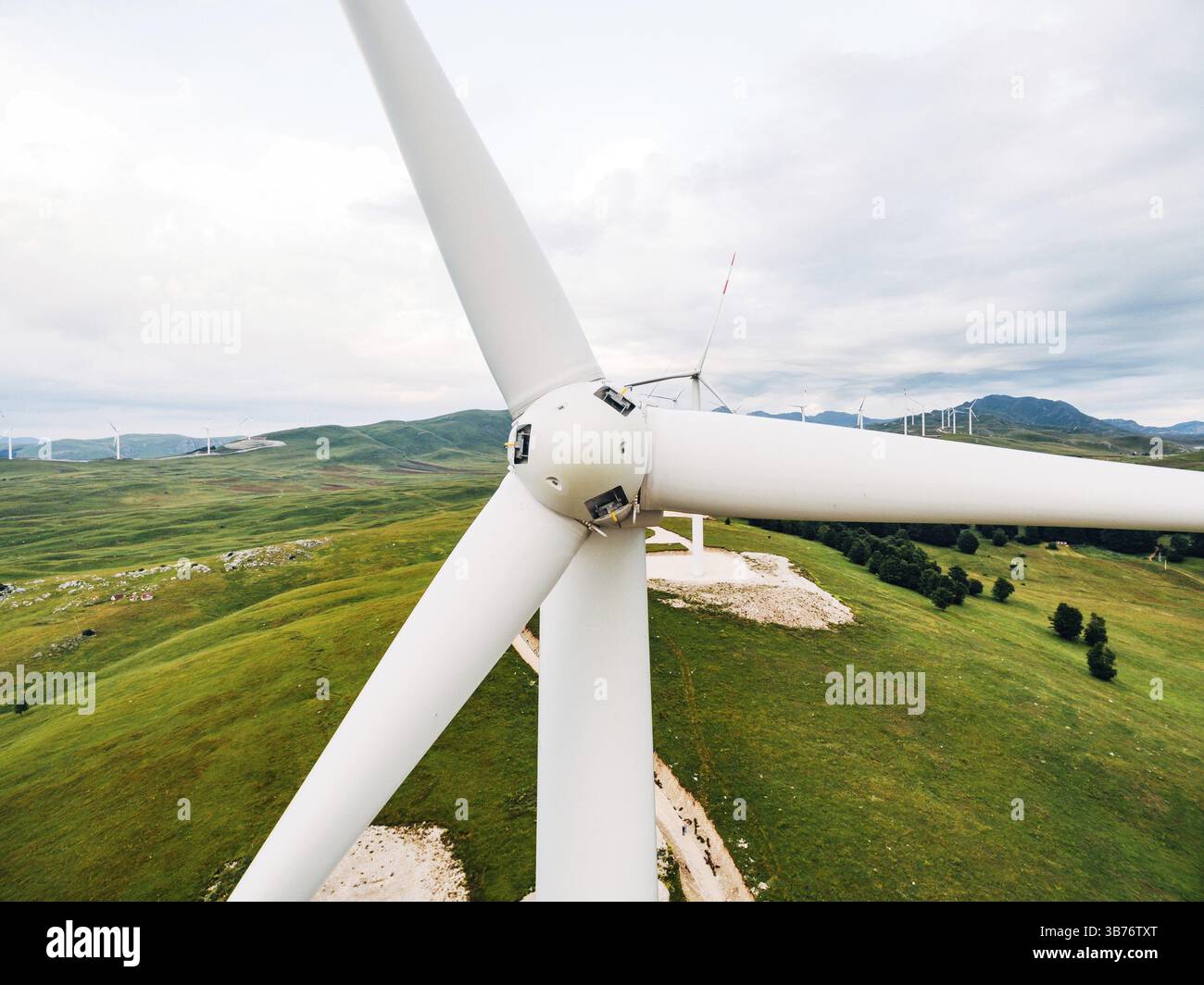 Close-up of the wind turbine blades in front Stock Photo - Alamy