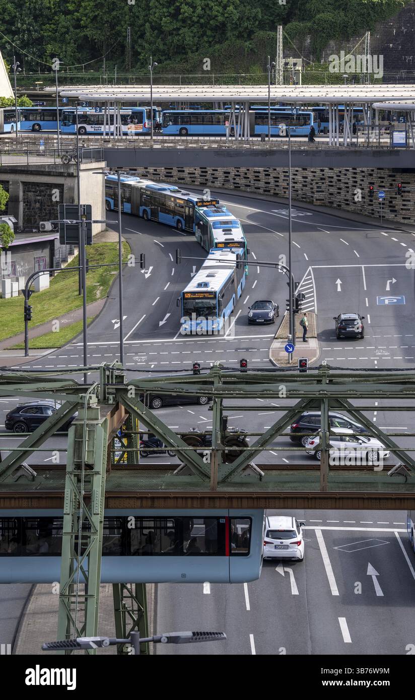 Train of the Wuppertal suspension railway, local buses of the ...