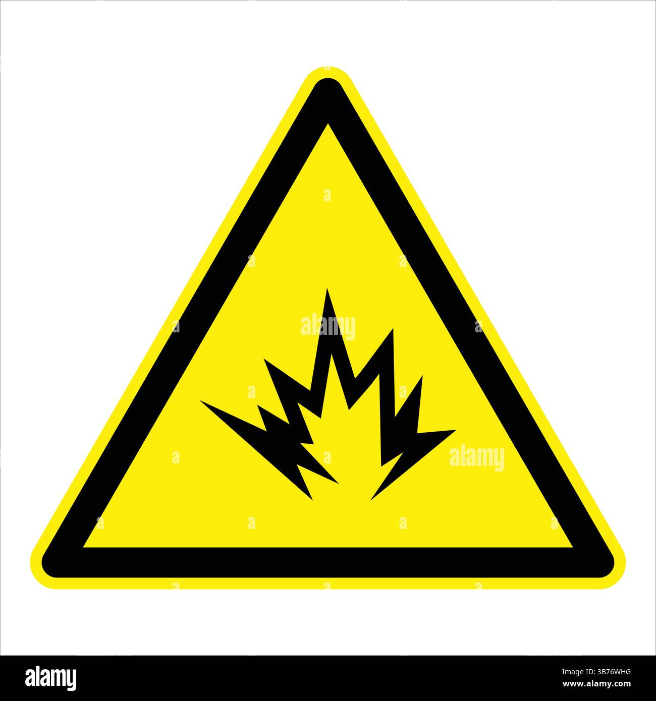 Yellow triangular warning sign representing explosion hazard ...