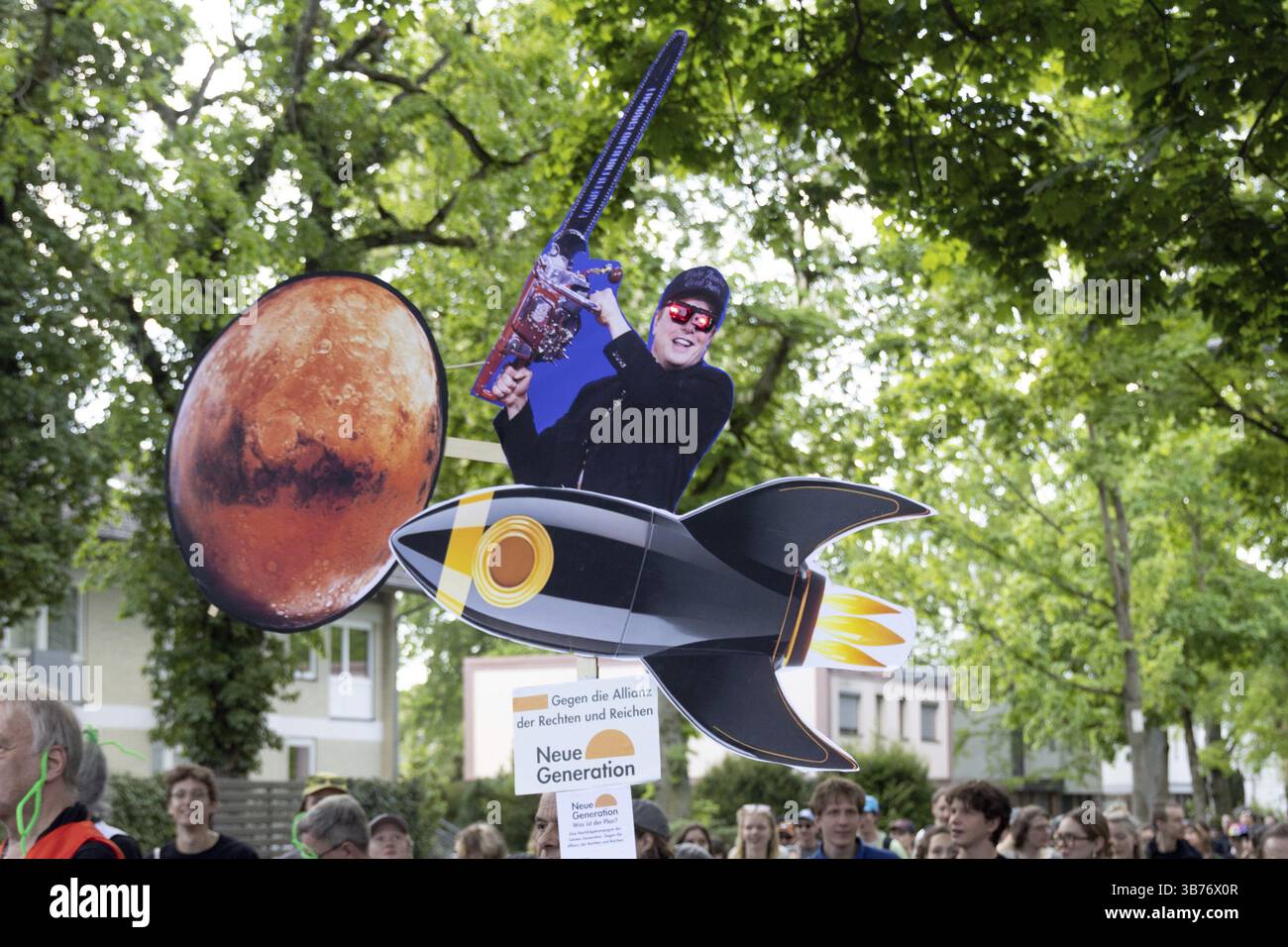 Berlin, Germany - 1 May 2025: People demonstrate in Berlin Grunewald on ...