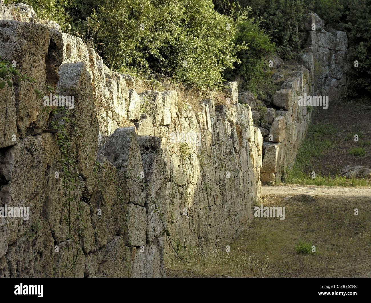 Ancient circular wall made of perfectly fitting stone blocks, ashlar ...