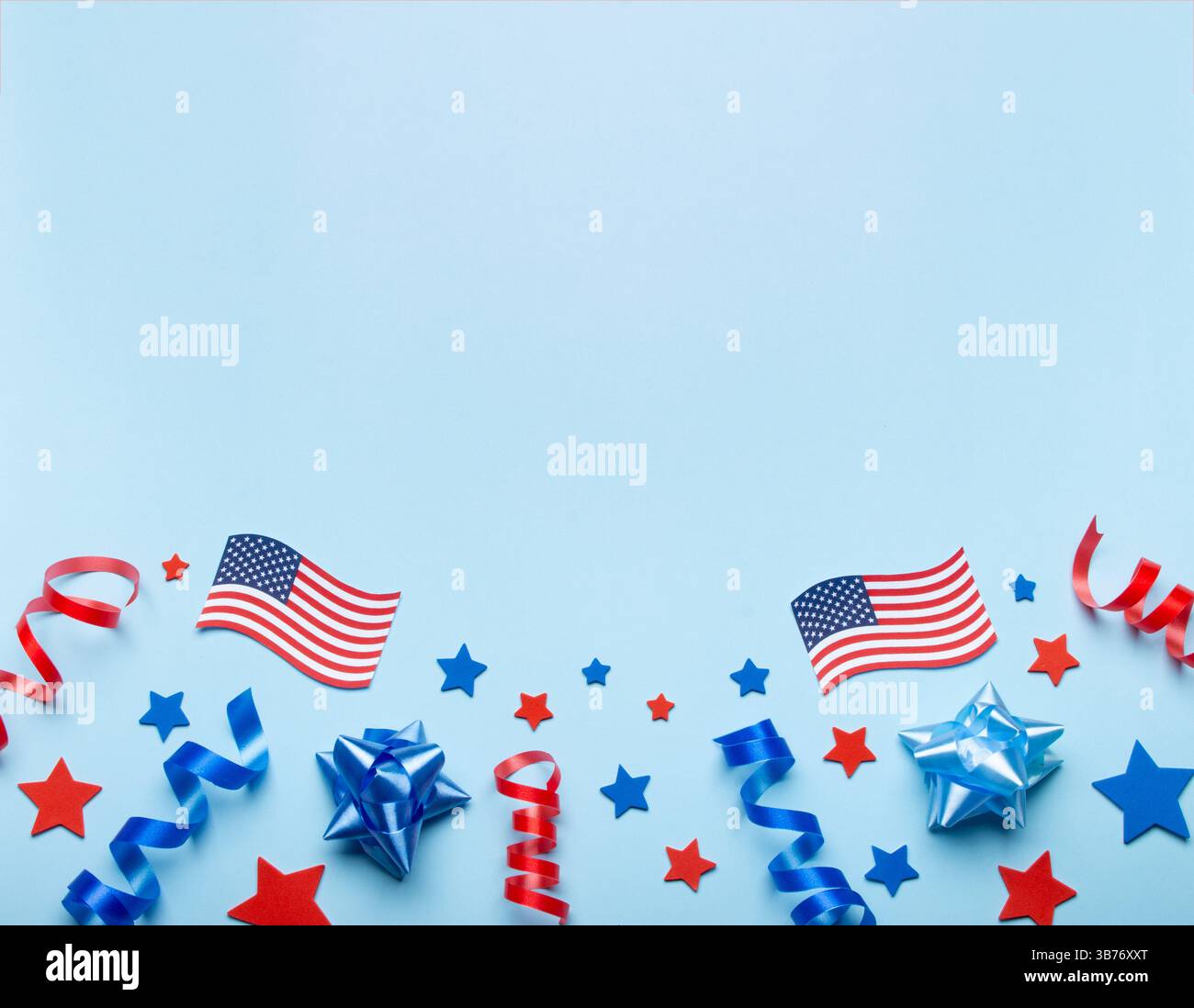 Patriotic American Celebration Background with Flags and Decorative ...
