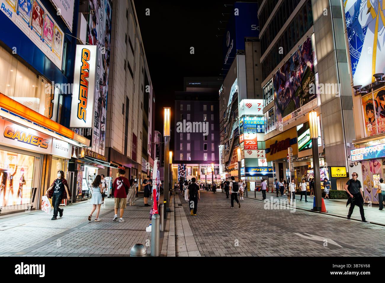 Tokyo, Japan - August 6, 2024: A vibrant street scene captures the essence of Akihabara's otaku ...