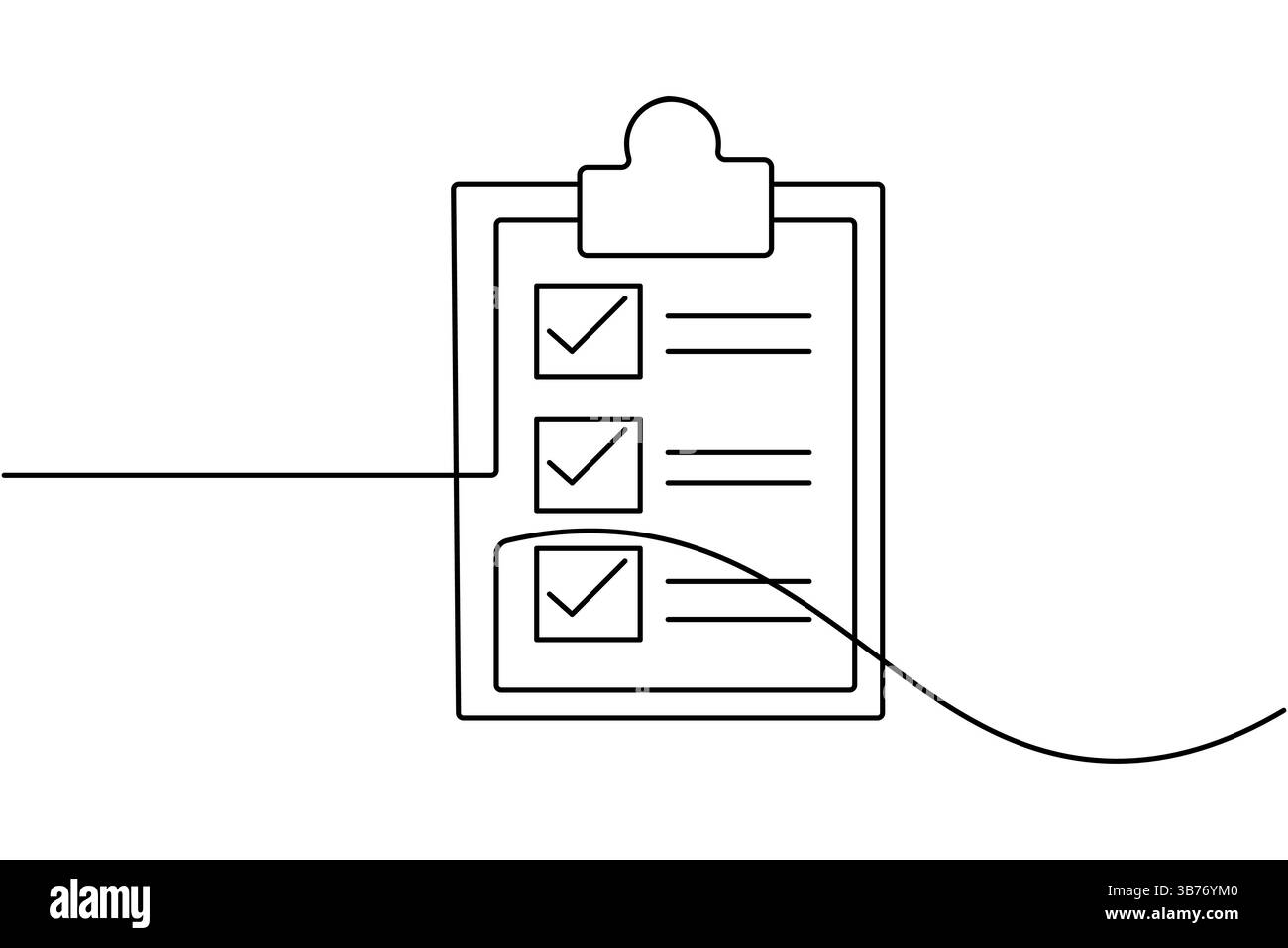 Clipboard with checklist one line drawing minimalist outline vector ...