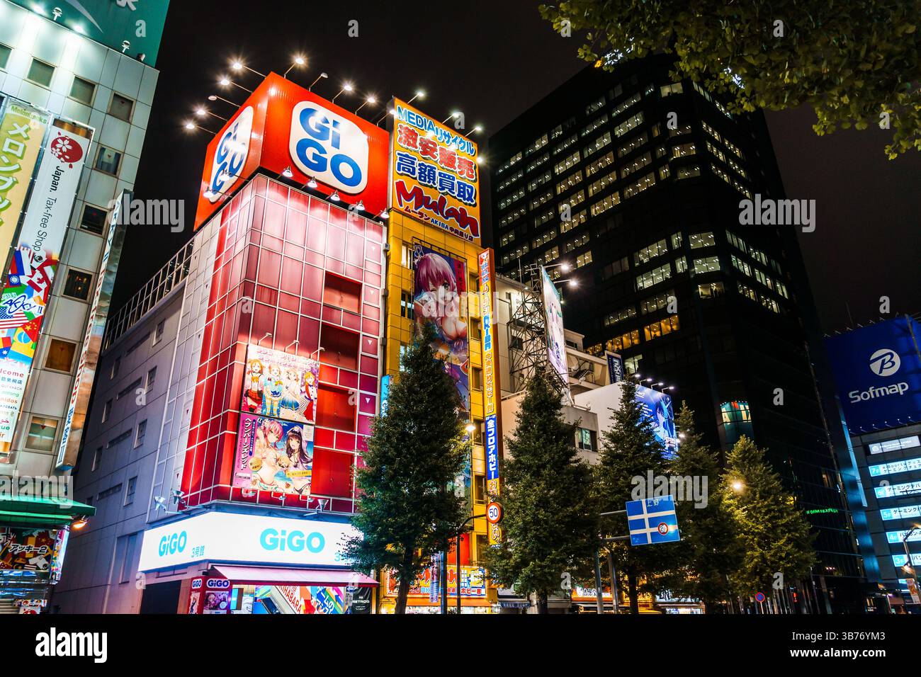Tokyo, Japan - August 6, 2024: Vibrant Akihabara district at night ...