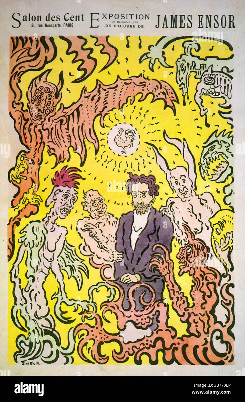 James Ensor. Poster for and exhibition of the artist.s work, showing a ...