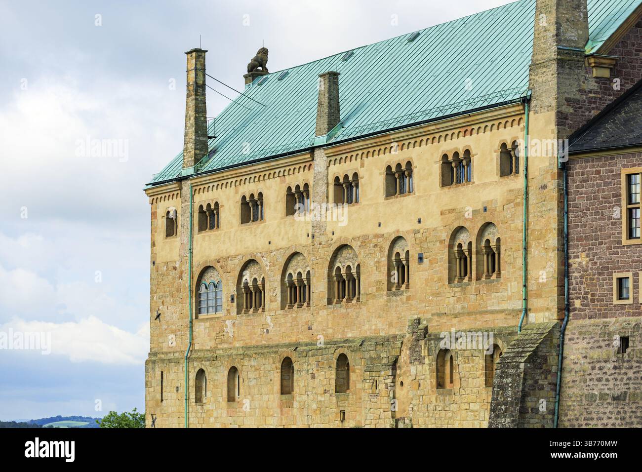 The main building of the well-preserved, imposing and historic castle ...