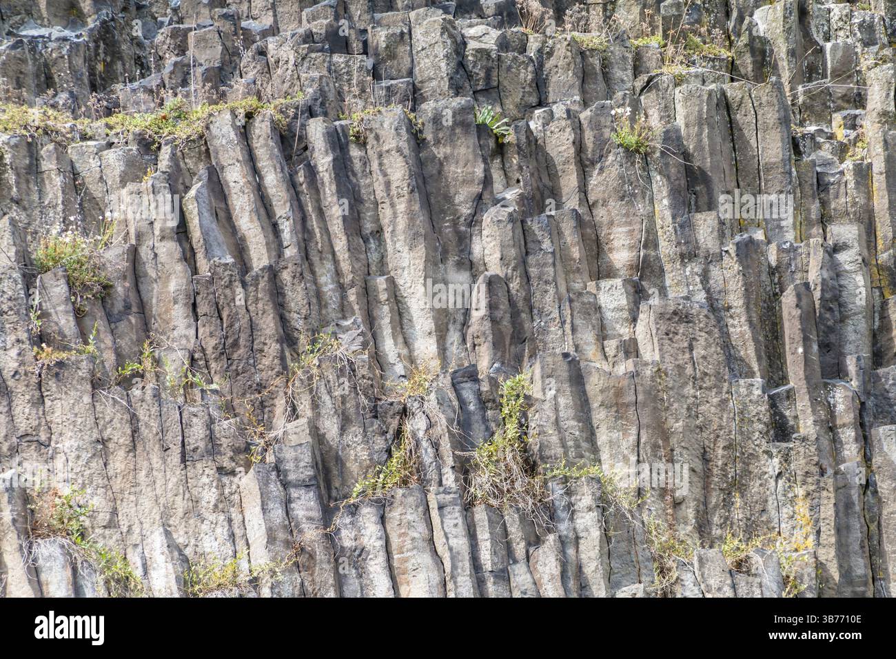 The pentagonal to hexagonal basalt columns were formed by cooled magma ...