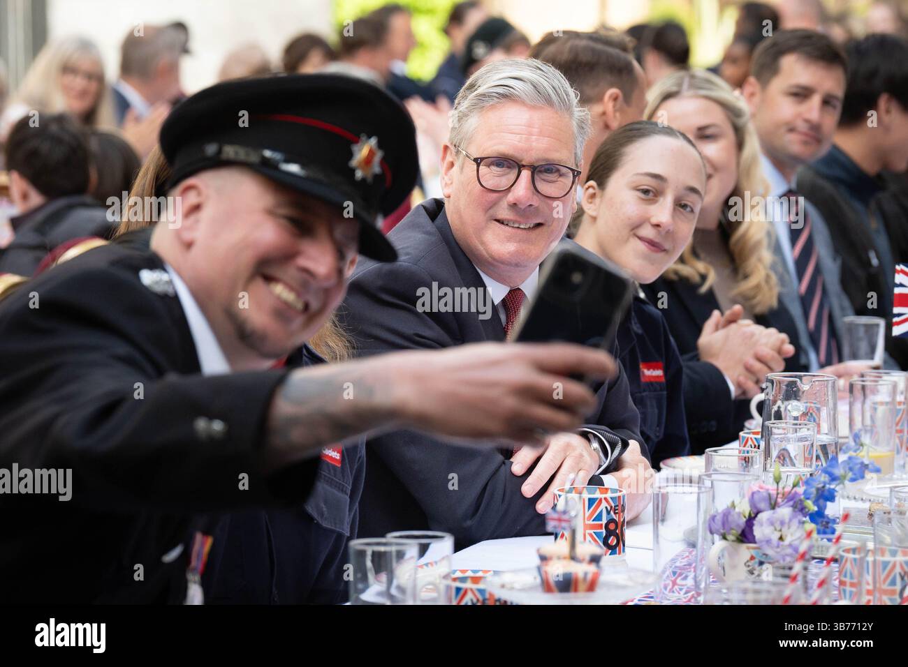 Prime Minister Sir Keir Starmer hosts a VE Day 80th Anniversary street party on Downing Street ...