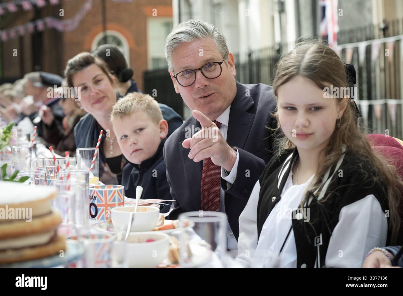 Prime Minister Sir Keir Starmer hosts a VE Day 80th Anniversary street party on Downing Street ...