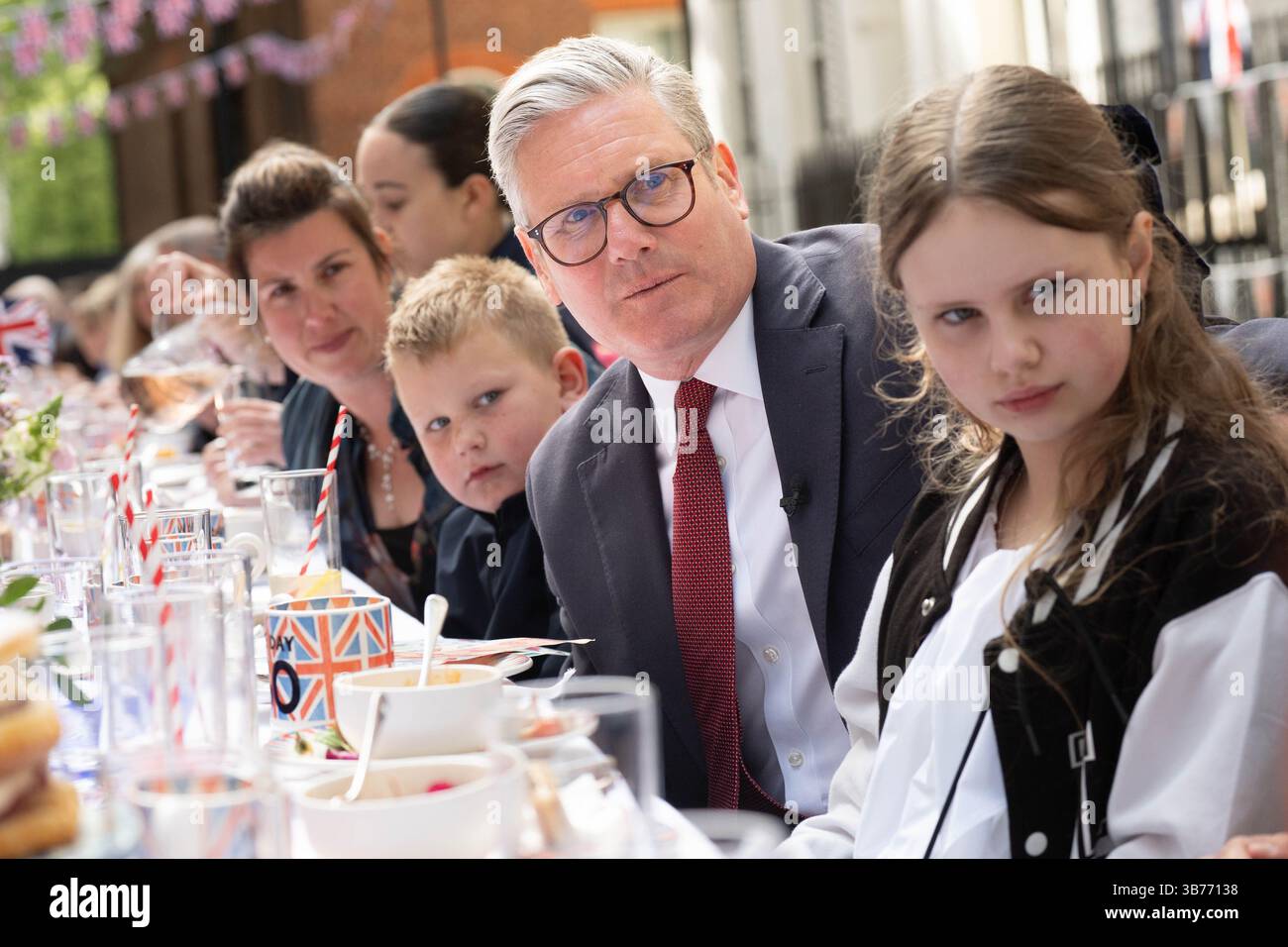Prime Minister Sir Keir Starmer hosts a VE Day 80th Anniversary street party on Downing Street ...