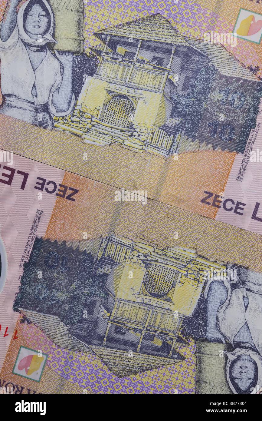 Detail of Romania Lei banknotes Stock Photo - Alamy