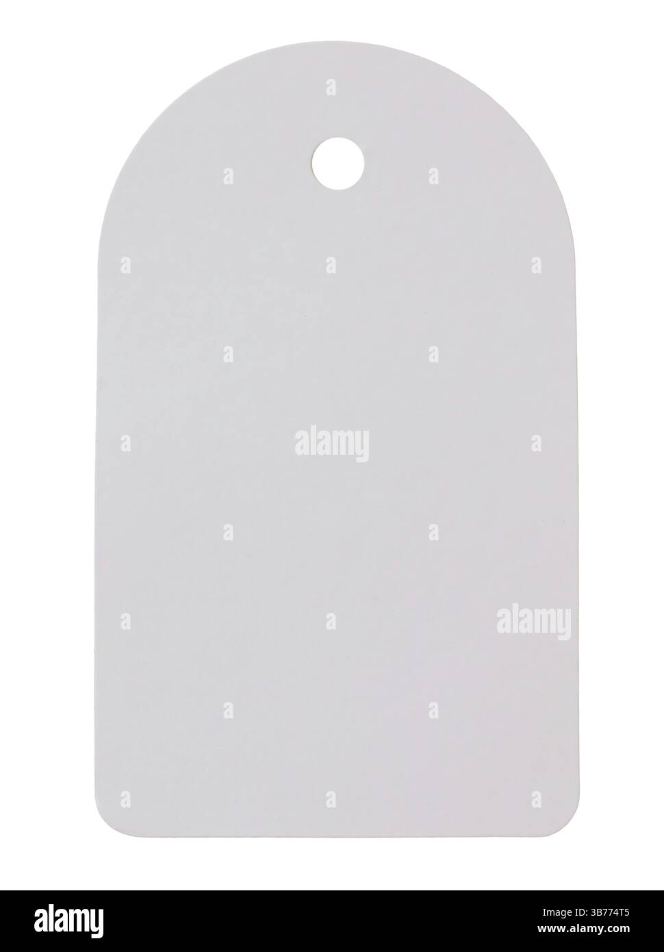 Blank white gift tag mockup with round top. Empty paper label template ...