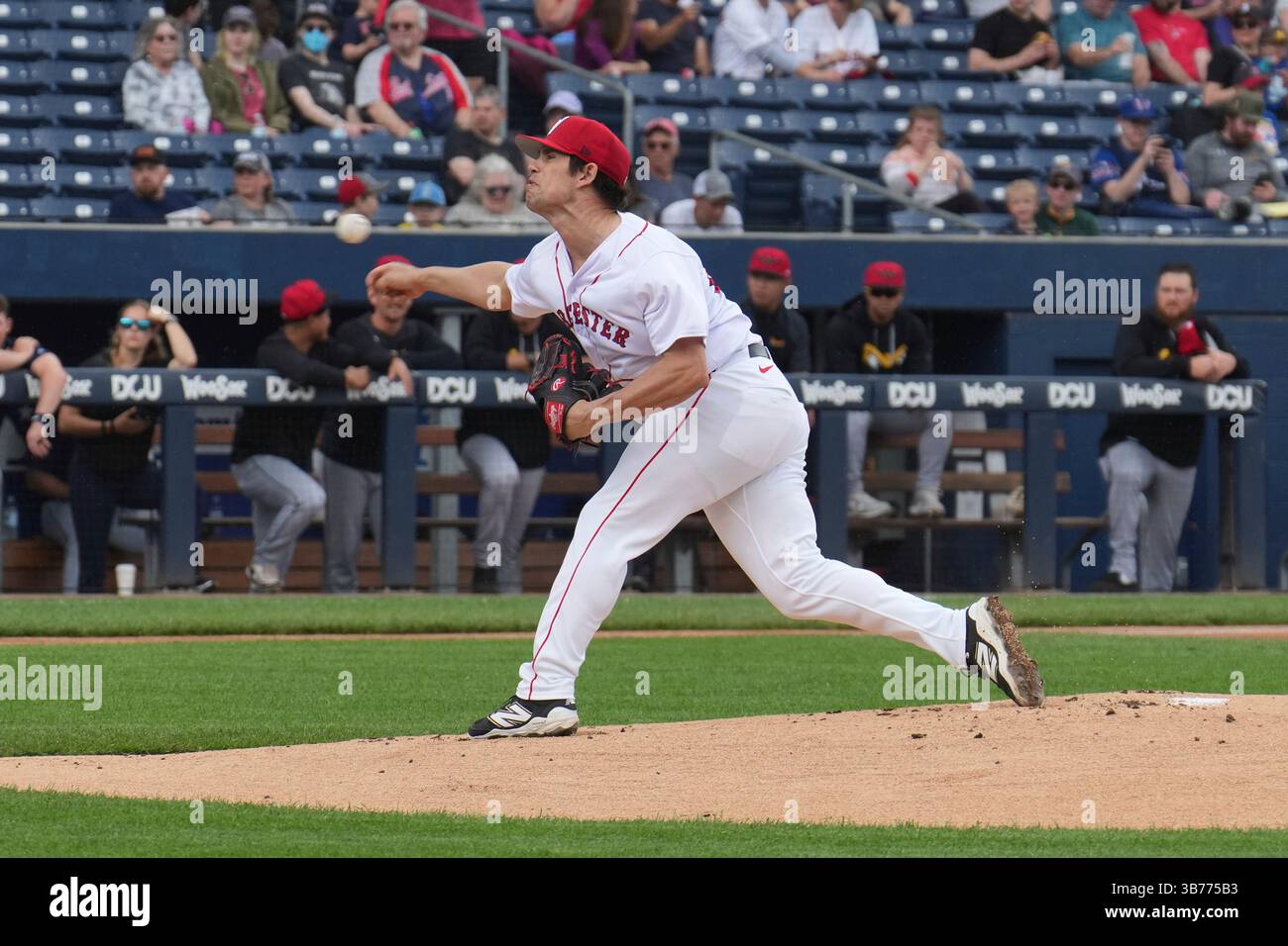 Salt Lake UT, USA. 4th May, 2025. Worcester pitcher Brian Van Belle (52 ...