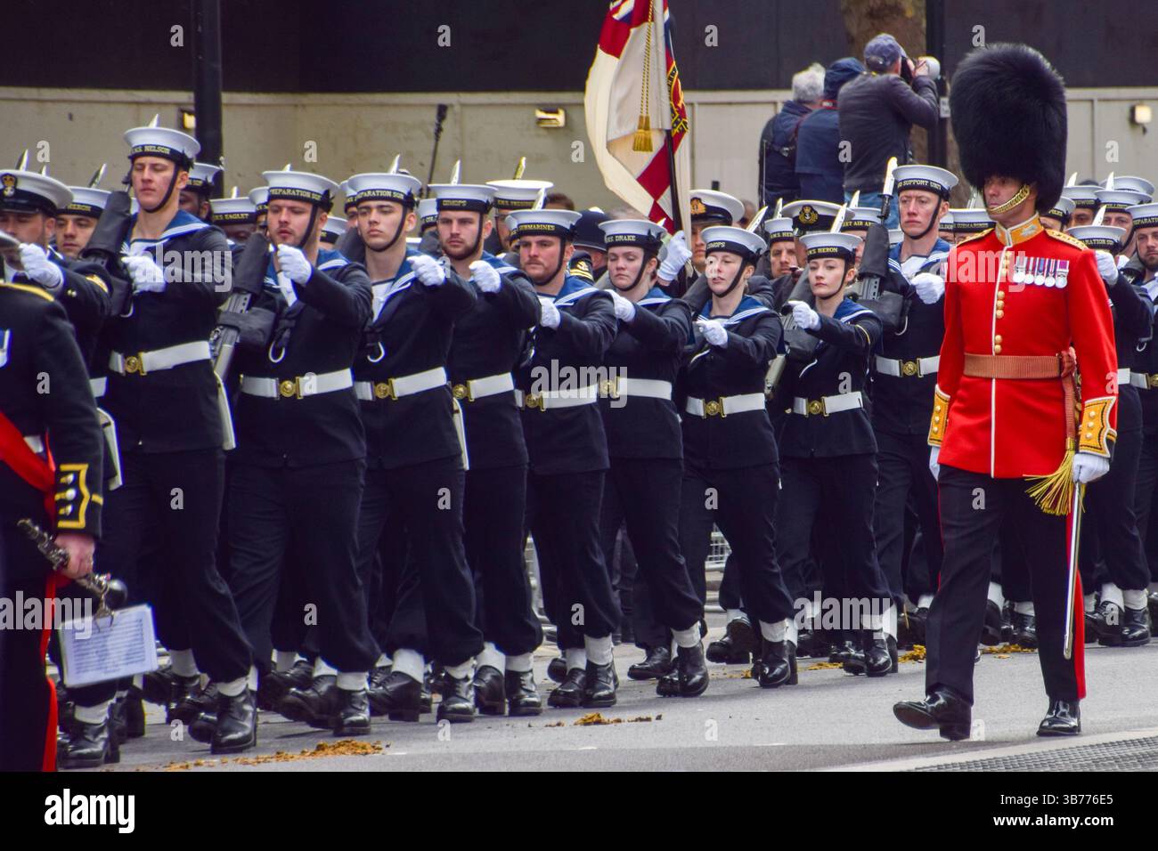 London, England, UK. 5th May, 2025. Members of the Royal Navy march in ...