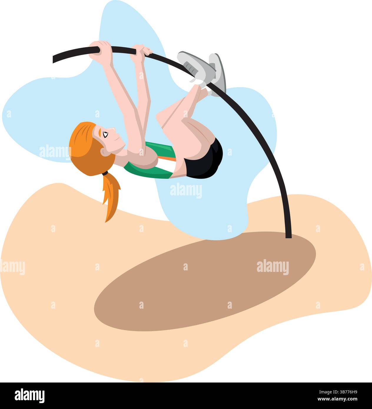 Pole vaulter mid jump action. Vector illustration Stock Vector Image ...